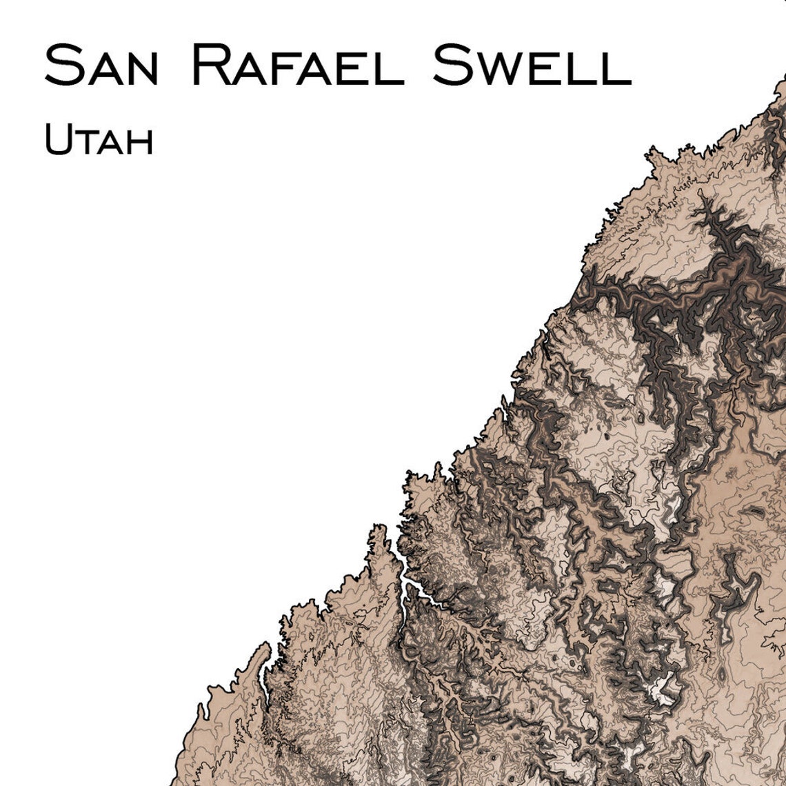 San Rafael Swell Map Art Print Utah Topographic Map Custom | Etsy