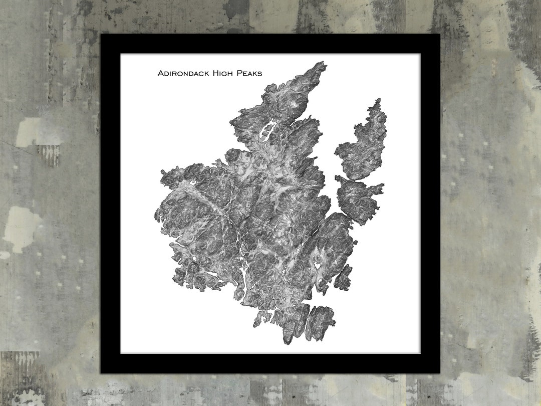 Adirondack High Peaks Map Art Print Mountain Topographic Map, New York ...