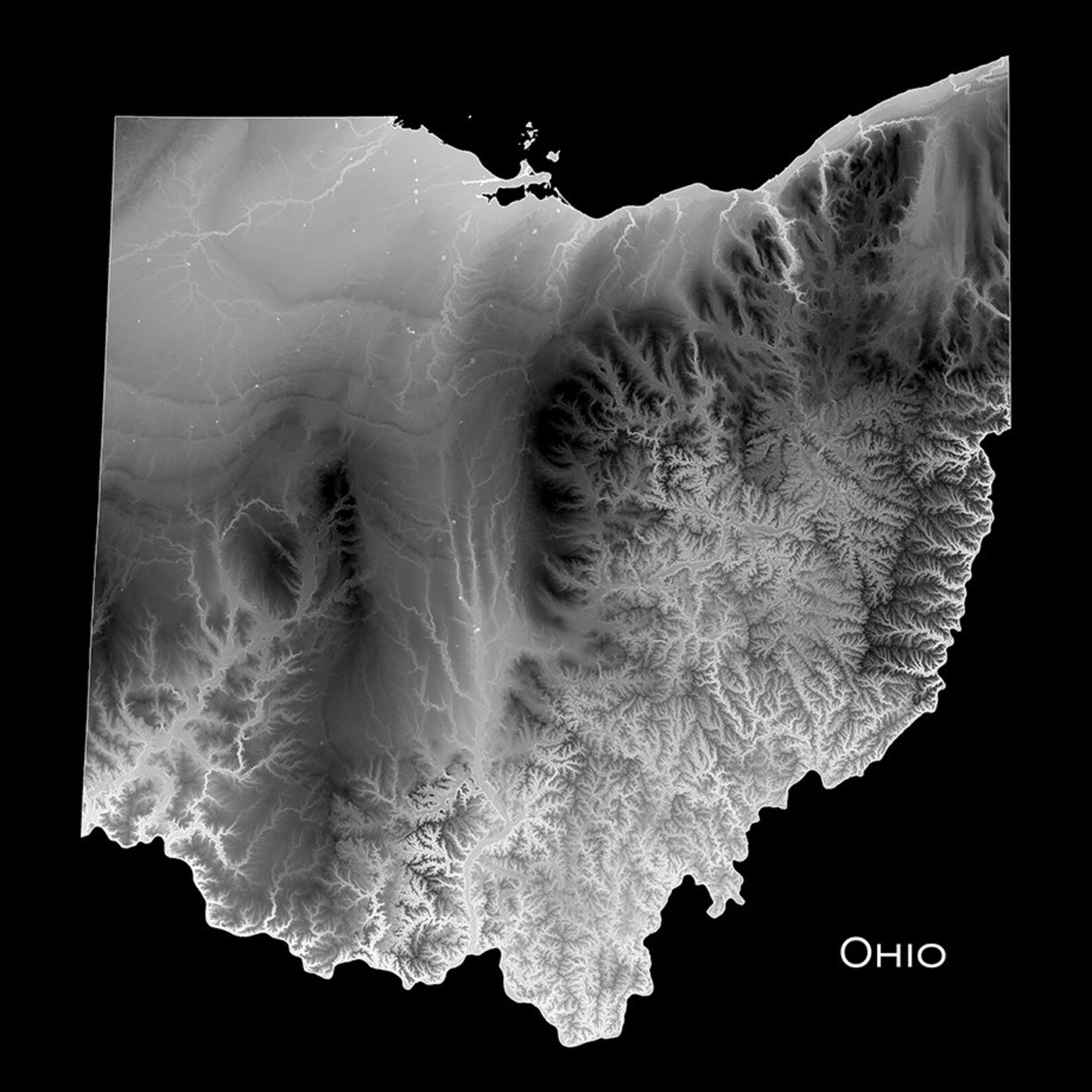 Ohio Map Art Print US State Topographic Map - Etsy