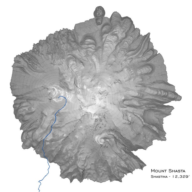 Mt Shasta Topographic Print Art Mount Shasta Map Art - Etsy