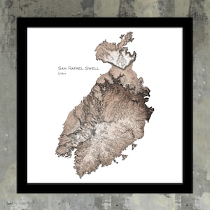 San Rafael Swell Map Art Print | Utah Topographic Map, Custom Map ...