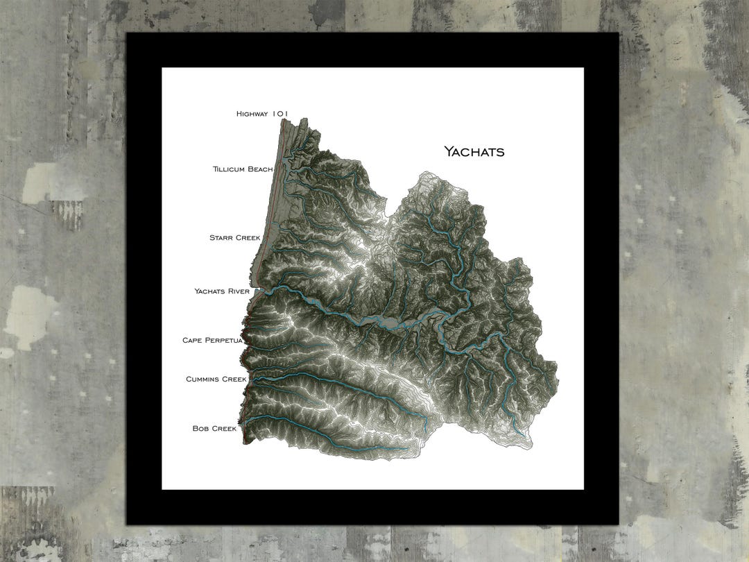 Yachats Oregon Topographic Map | Oregon Coast Wall Art - Etsy
