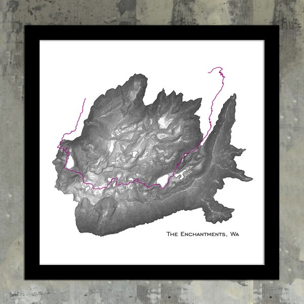 Cascade Mountain Range Topographic Map Art Print Pacific Northwest ...