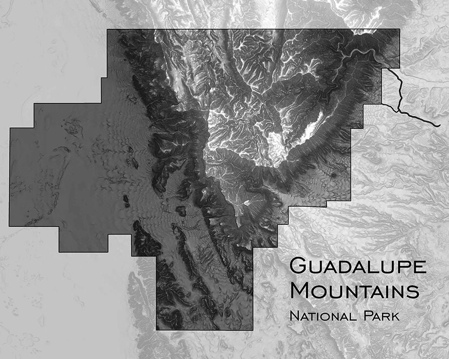 Guadalupe Mountains Topographic Map Art Print National Park | Etsy