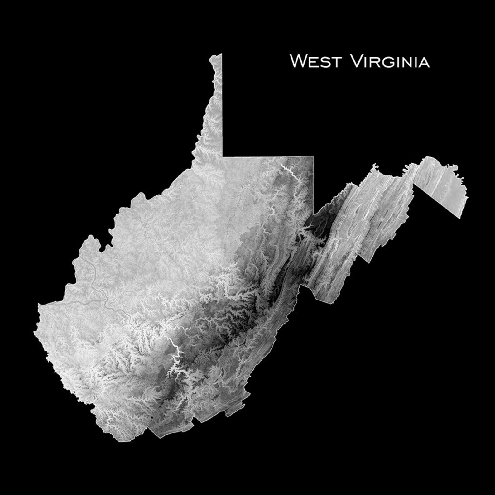 West Virginia Map Art Print US State Topographic Map - Etsy