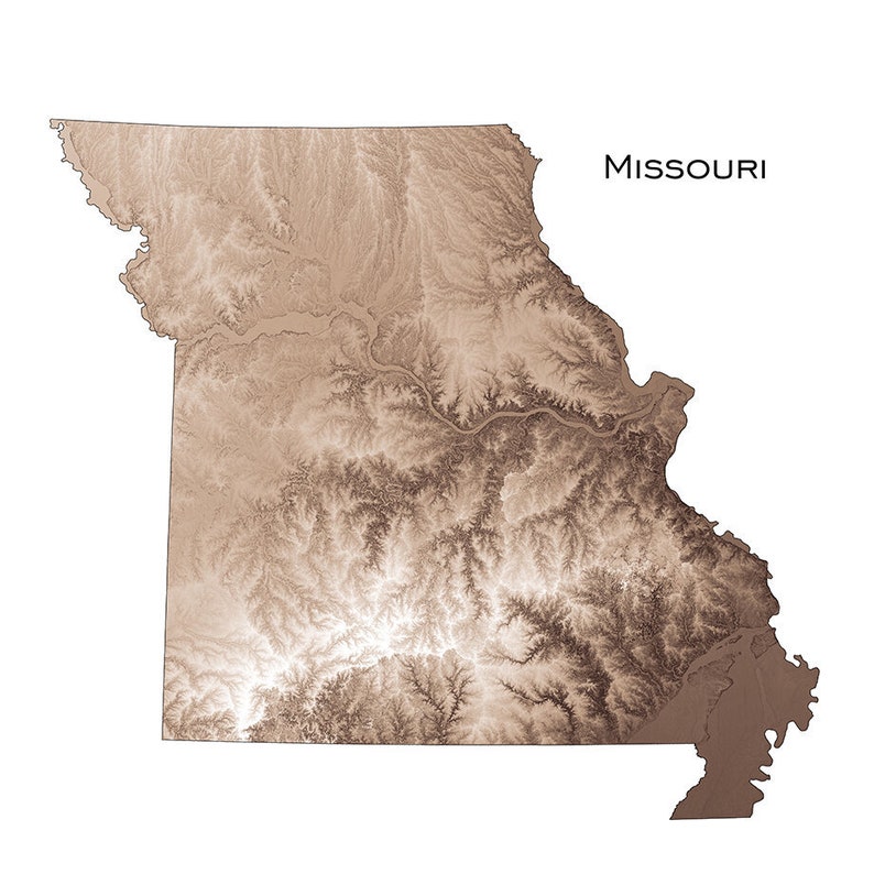 Missouri Map Art Print US State Topographic Map - Etsy