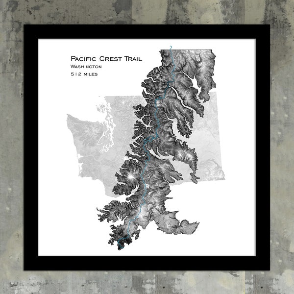 Pacific Crest Trail Map Washington - Etsy