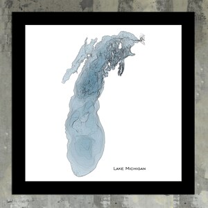 Lake Michigan Depth Chart Map Bathymetric Topographic Print, Great ...