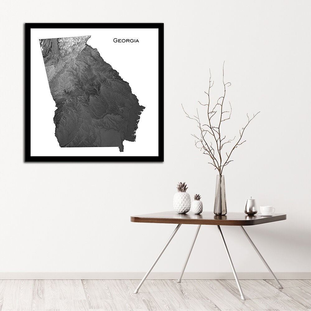 Georgia Map Art Print US State Topographic Map | Etsy