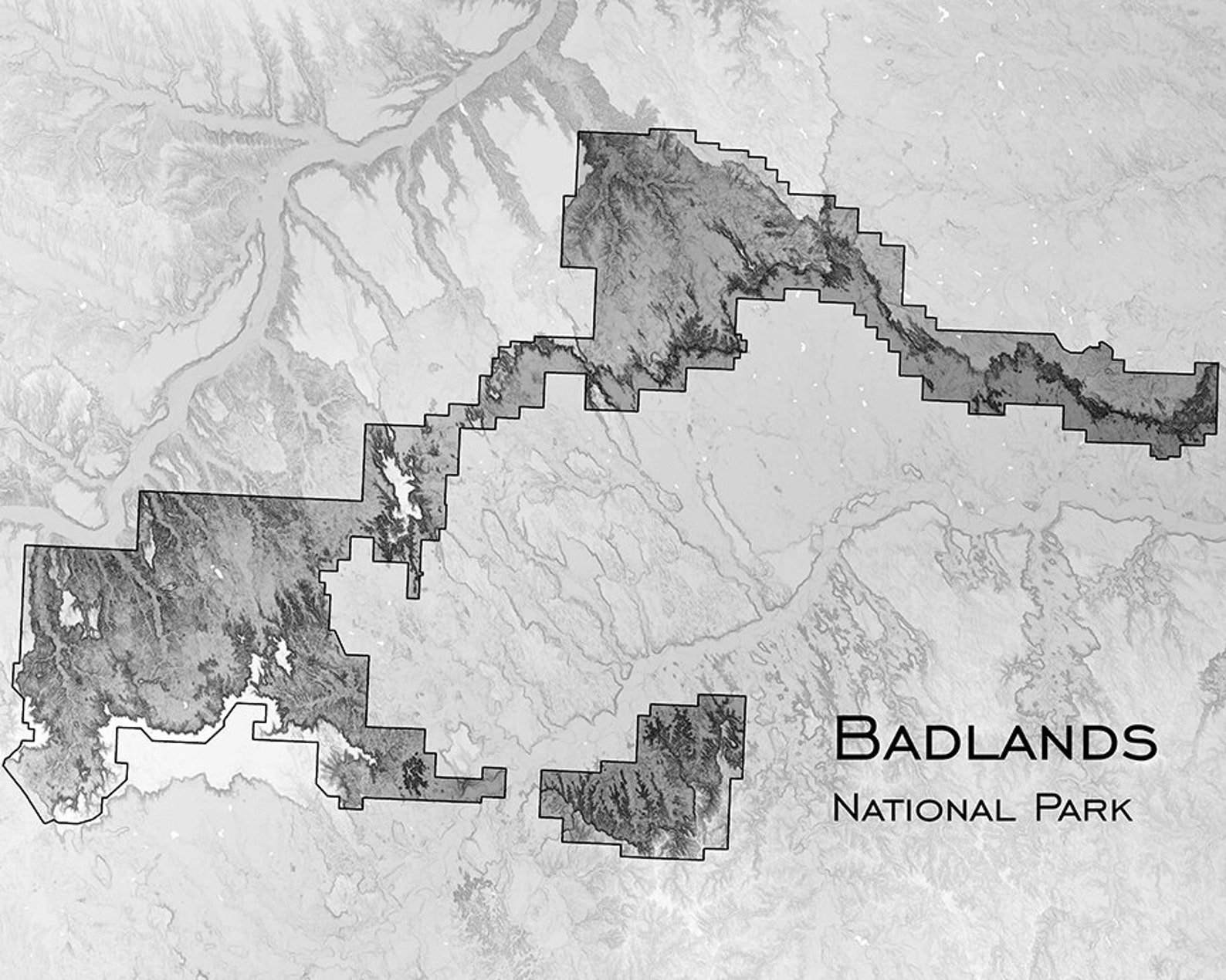Badlands National Park Poster Map Art South Dakota - Etsy