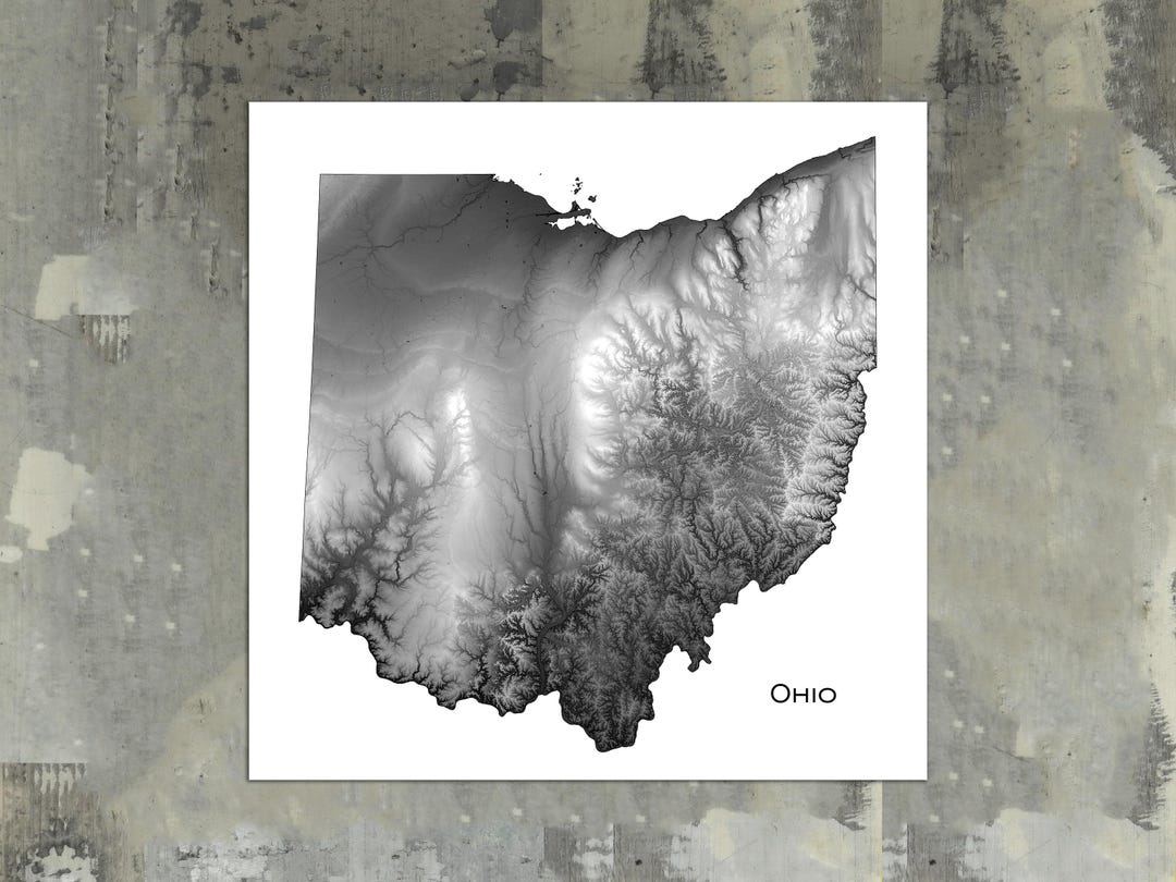 Ohio Map Art Print | US State Topographic Map - Etsy