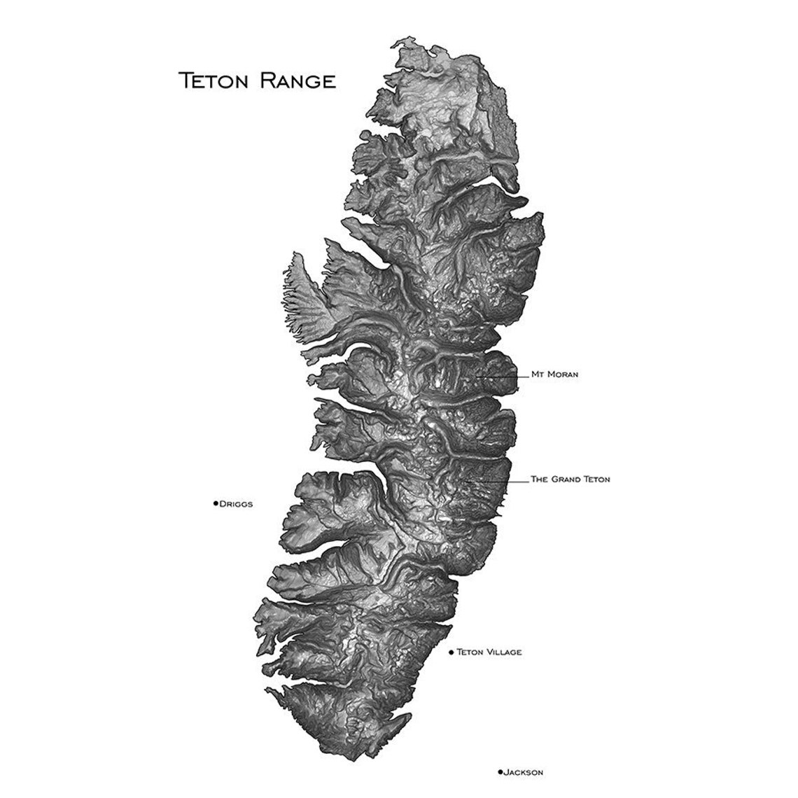 Teton Crest Trail Topographic Map Wall Art Print Grand Teton - Etsy