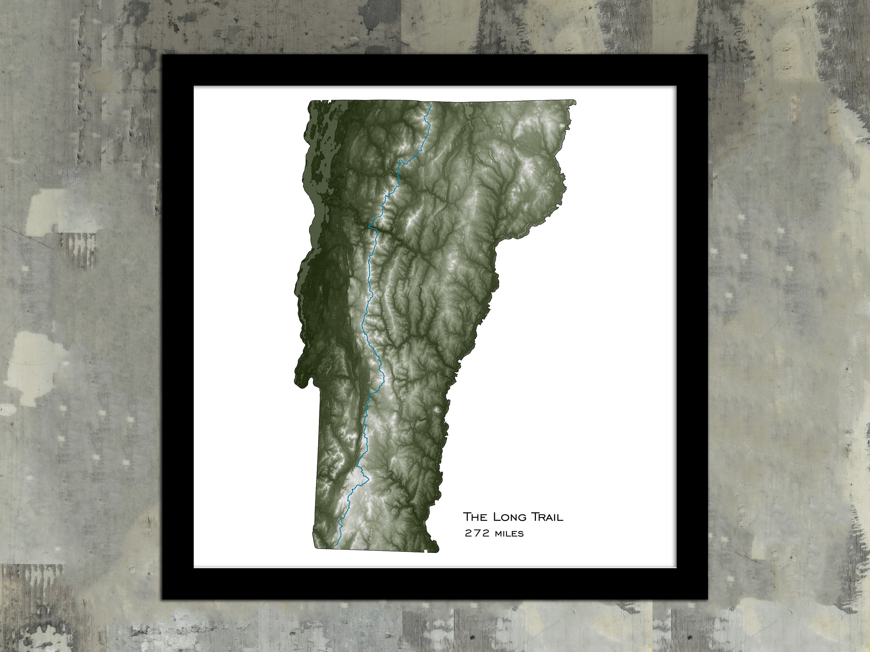 Long Trail Vermont Map Green Mountains Print, Gift for Hiker - Etsy