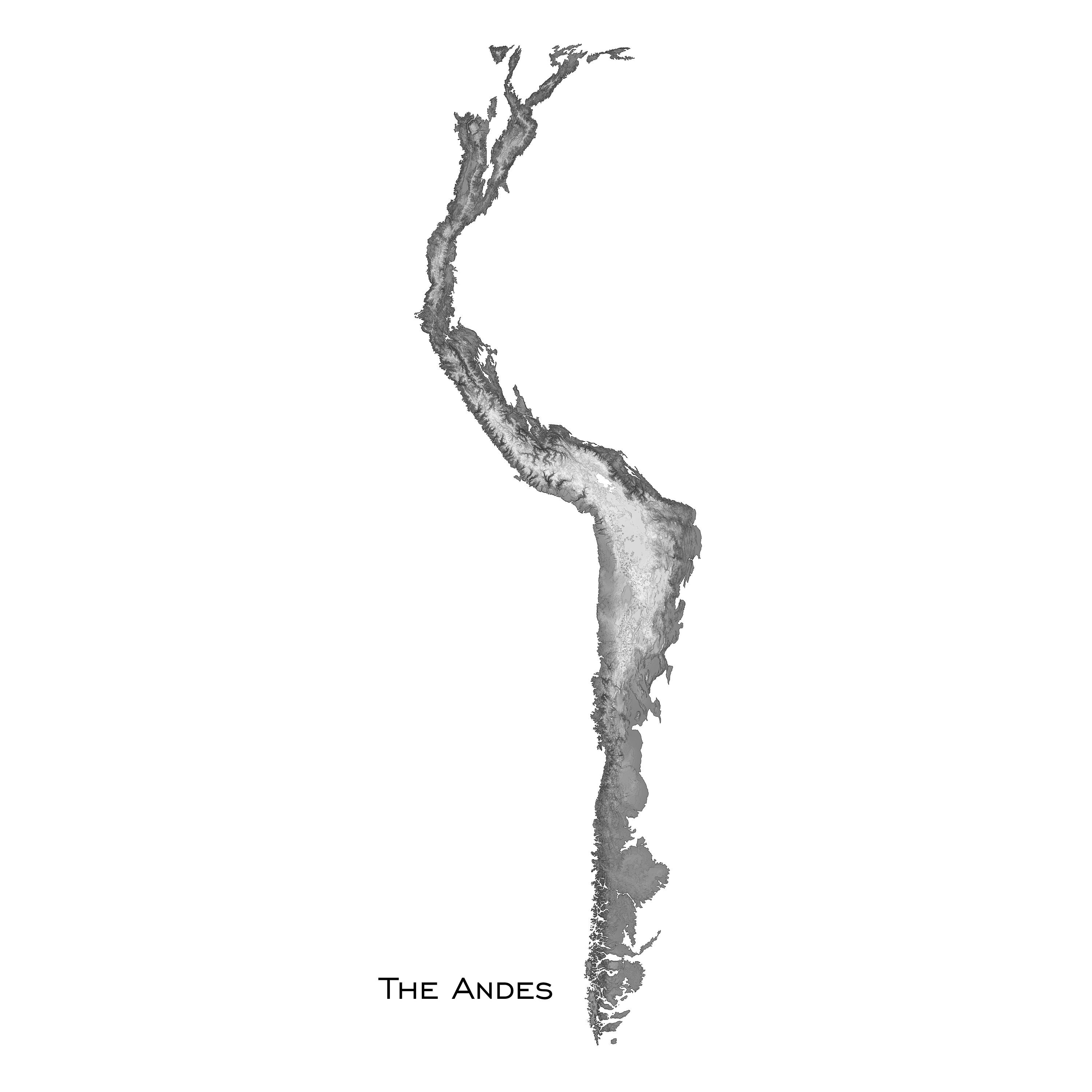 Mapa Topográfico cordillera de los Andes - Etsy México