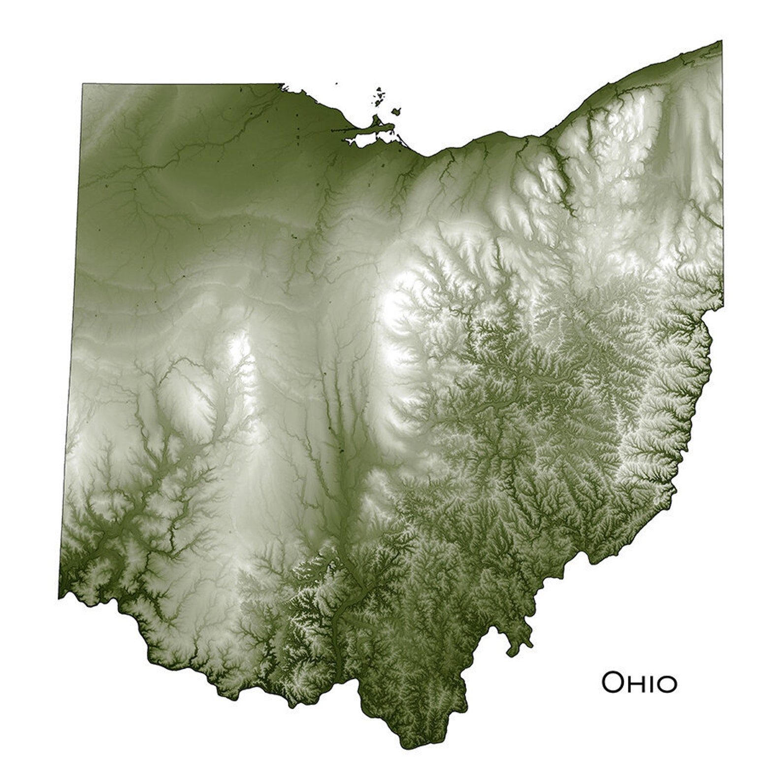 Ohio Map Art Print US State Topographic Map - Etsy.de