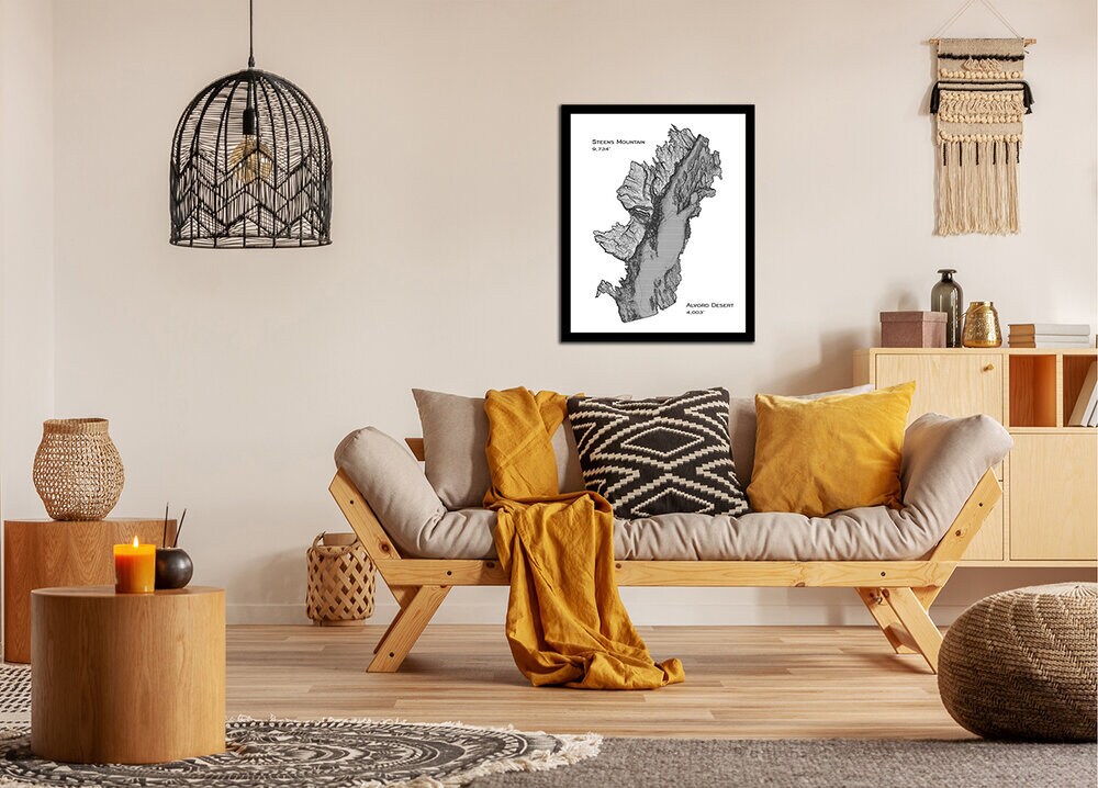 Steens Mountain Alvord Desert Map Art Print Oregon State - Etsy