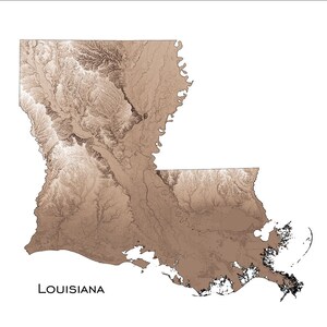 Louisiana Map Art Print US State Topographic Map - Etsy