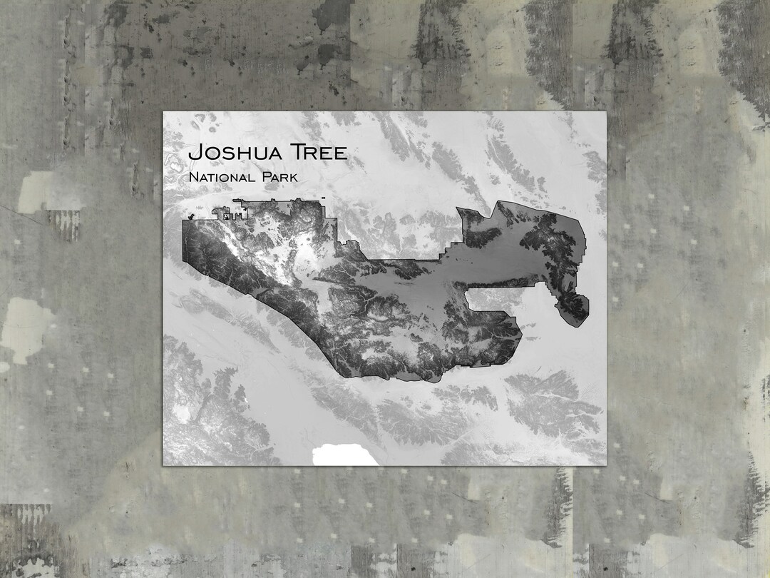 Joshua Tree Map Wall Art Print Joshua Tree National Park Topographic ...