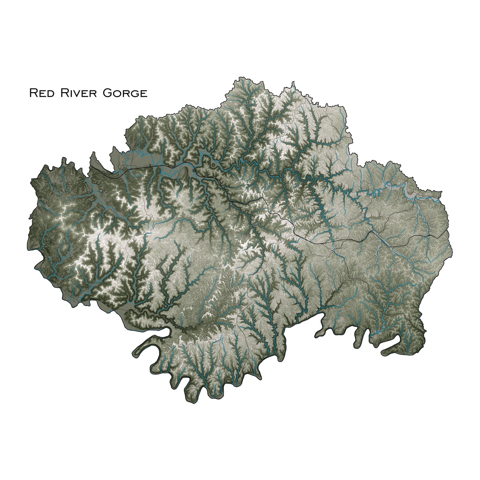 Red River Gorge Map Art Appalachian Wall Poster Kentucky - Etsy