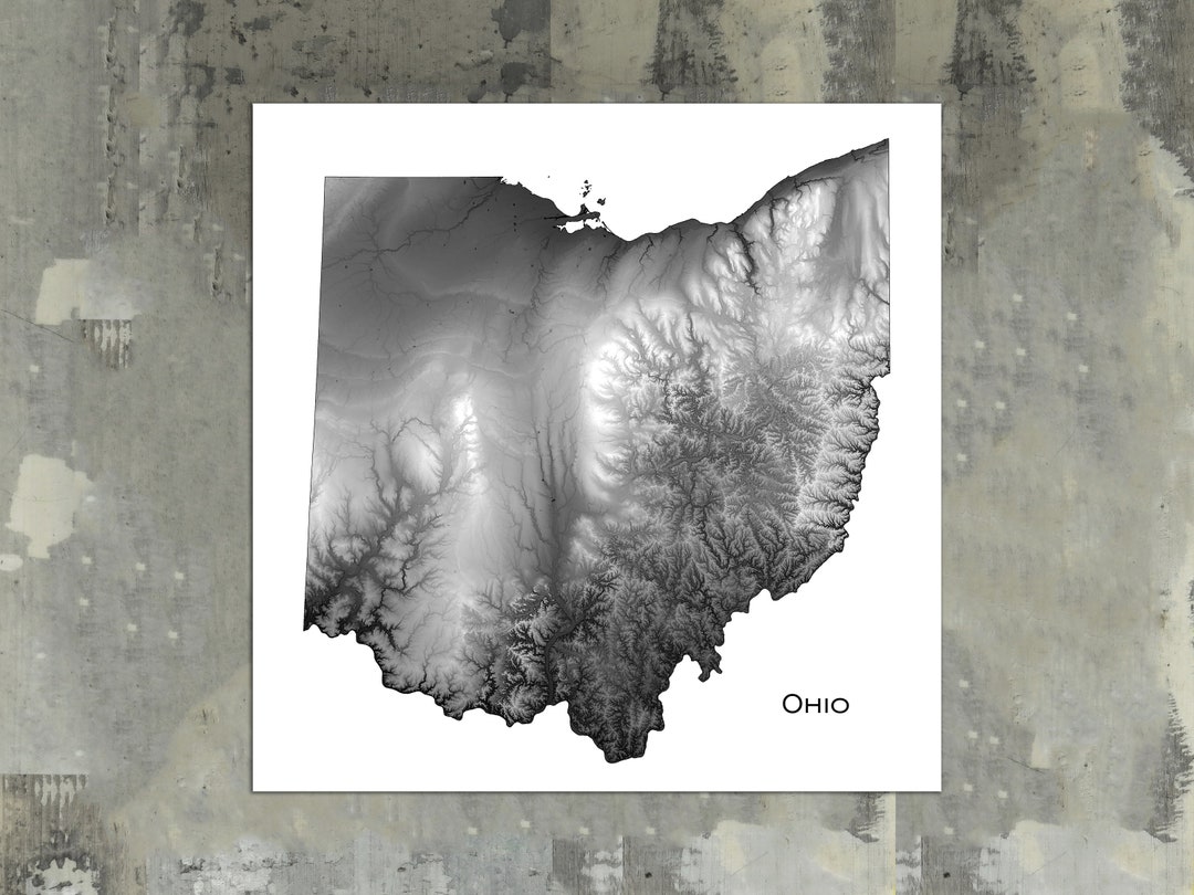 Ohio Map Art Print US State Topographic Map - Etsy