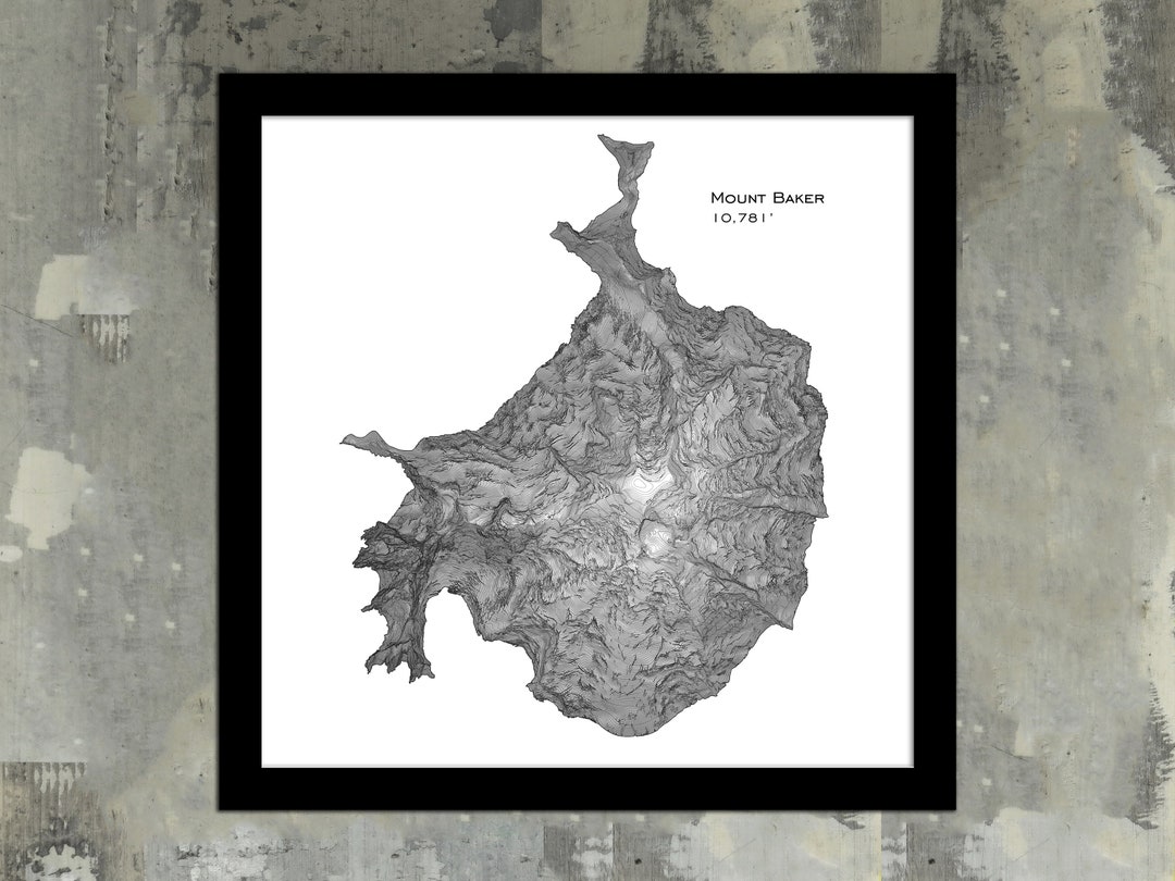 Mt Baker Topo Map Wall Art Mount Baker Map Print Washington - Etsy