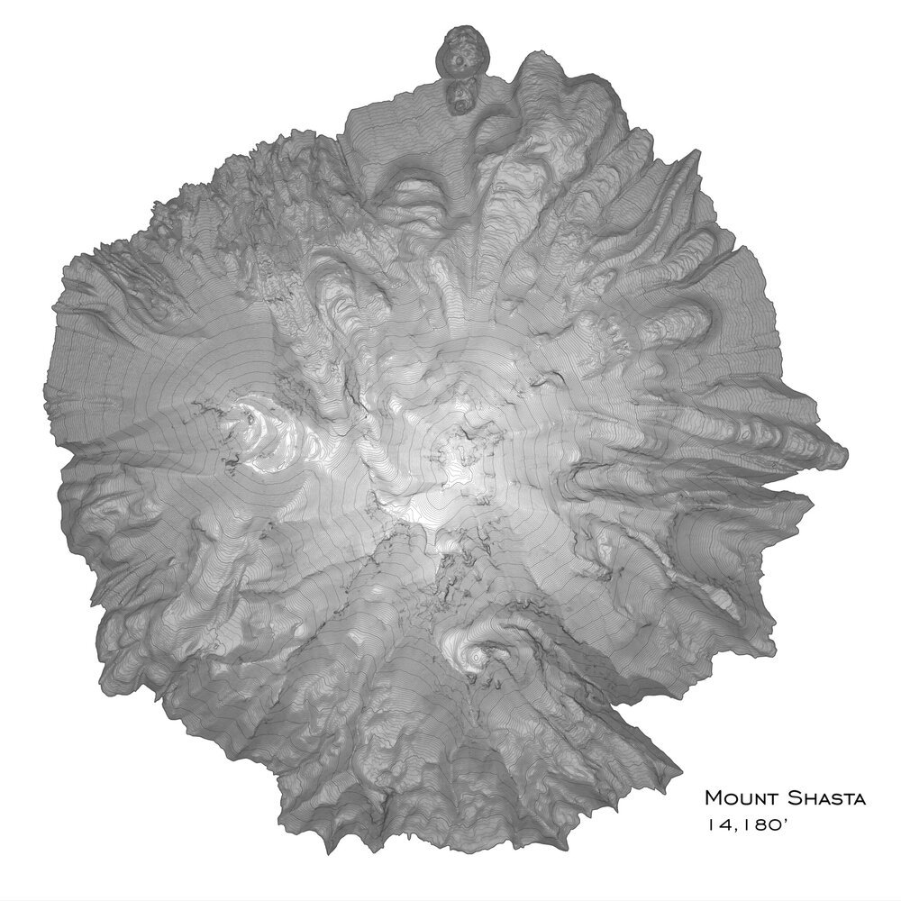 Mt Shasta Topographic Print Art Mount Shasta Map Art - Etsy