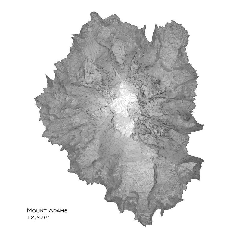 Mt Adams Topographic Map Artwork Mount Adams Art Print - Etsy