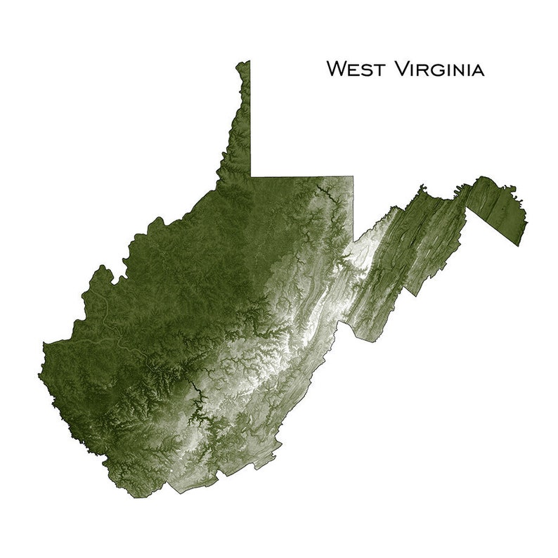 West Virginia Map Art Print US State Topographic Map - Etsy