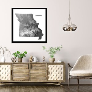 Missouri Map Art Print US State Topographic Map - Etsy