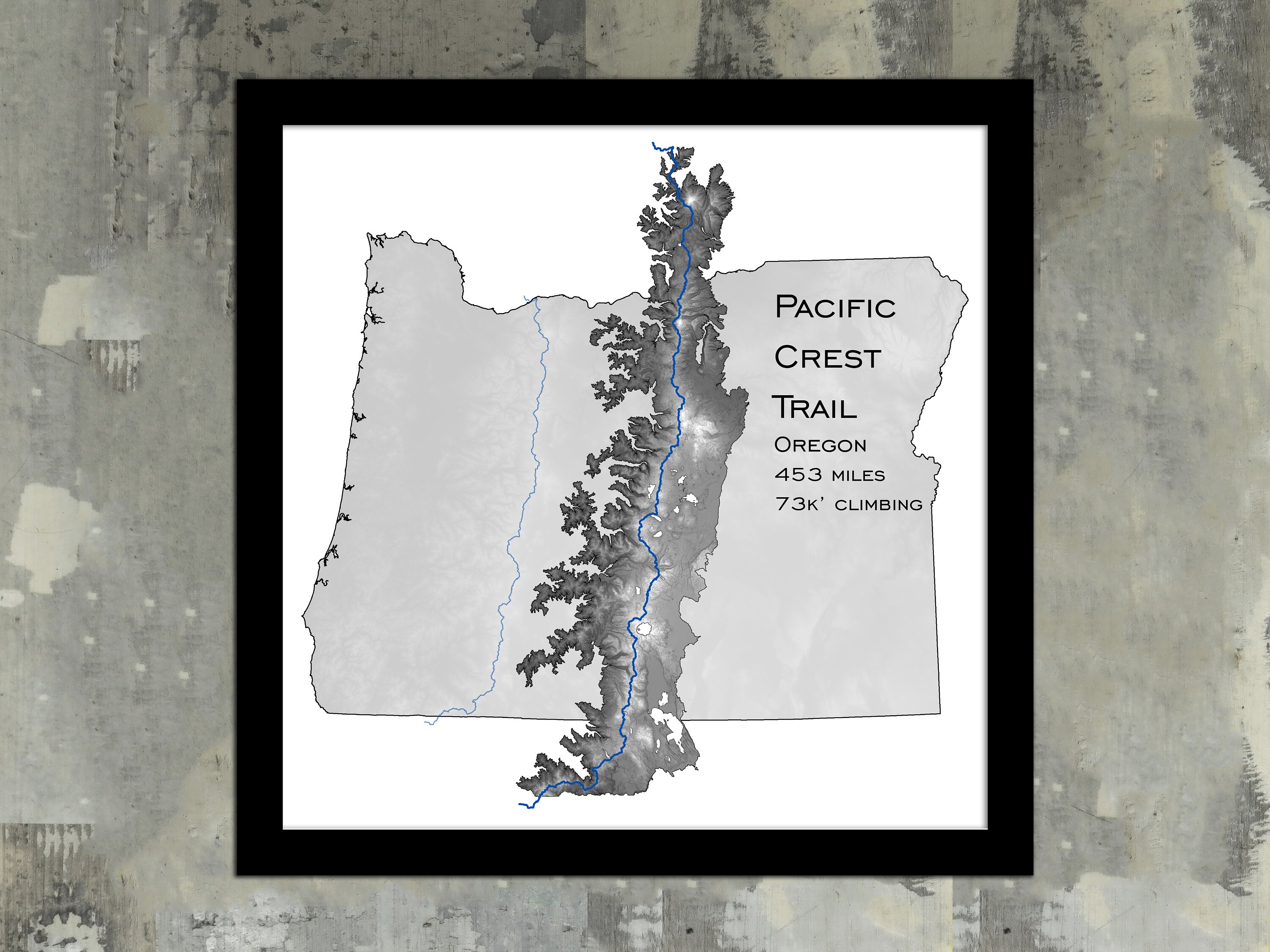 Oregon PCT Topographic Map Art Gift Oregon Pacific Crest - Etsy