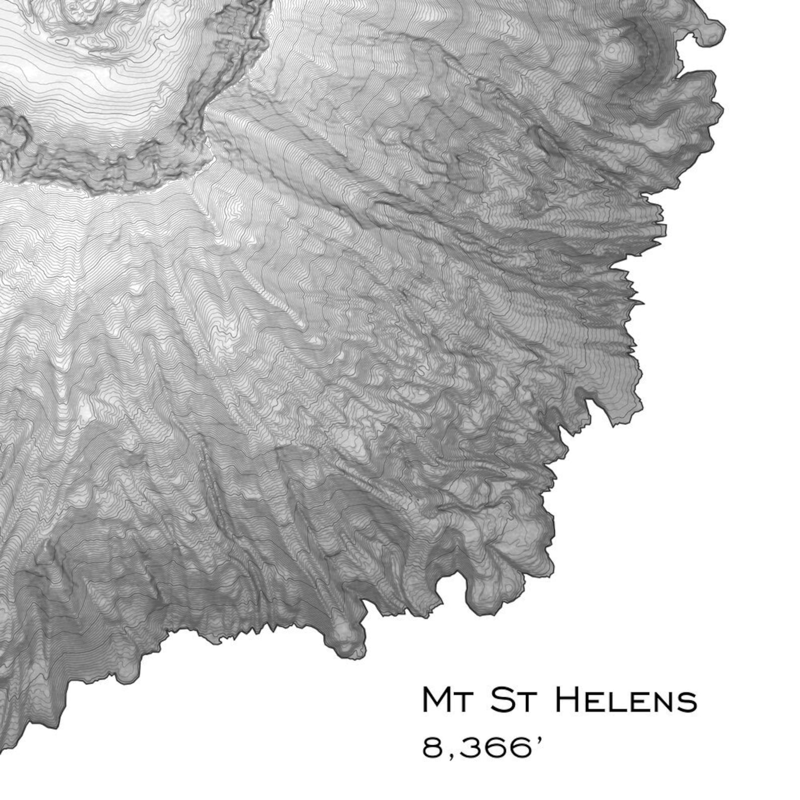Mount St Helens Topographic Map Art Print Mt Saint Helens - Etsy
