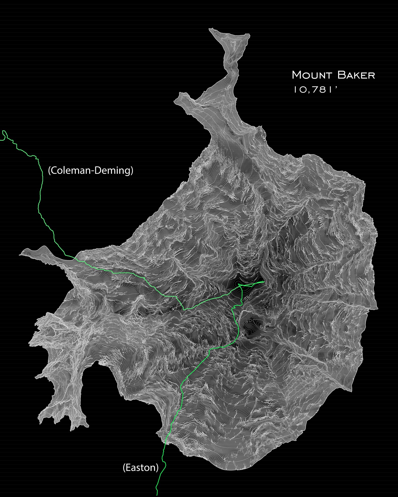 Mt Baker Topo Map Wall Art Mount Baker Map Print | Etsy