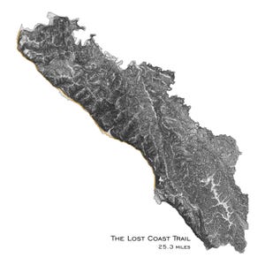 Lost Coast Trail Map | King Range Wilderness, Northern California Print ...