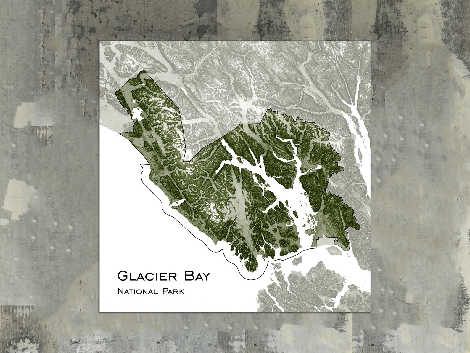 Glacier Bay Topographic Map Art Print National Park Art, Alaska ...