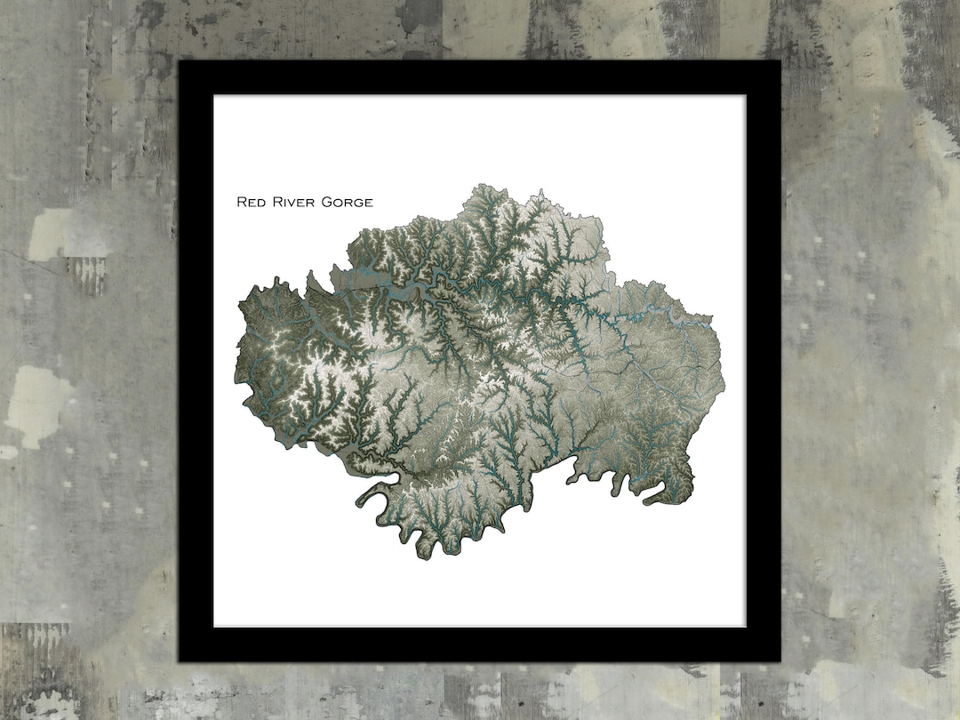 Red River Gorge Map Art | Appalachian Wall Poster, Kentucky Climbers ...