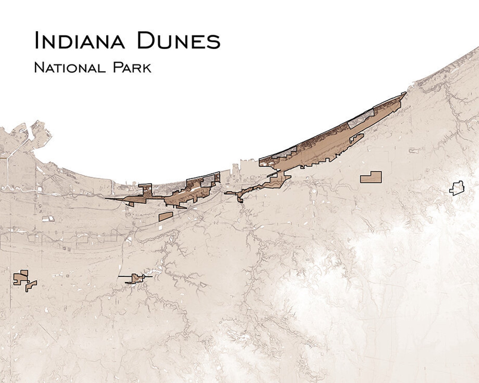 Indiana Dunes Topographic Map Art Print Indiana Dunes - Etsy