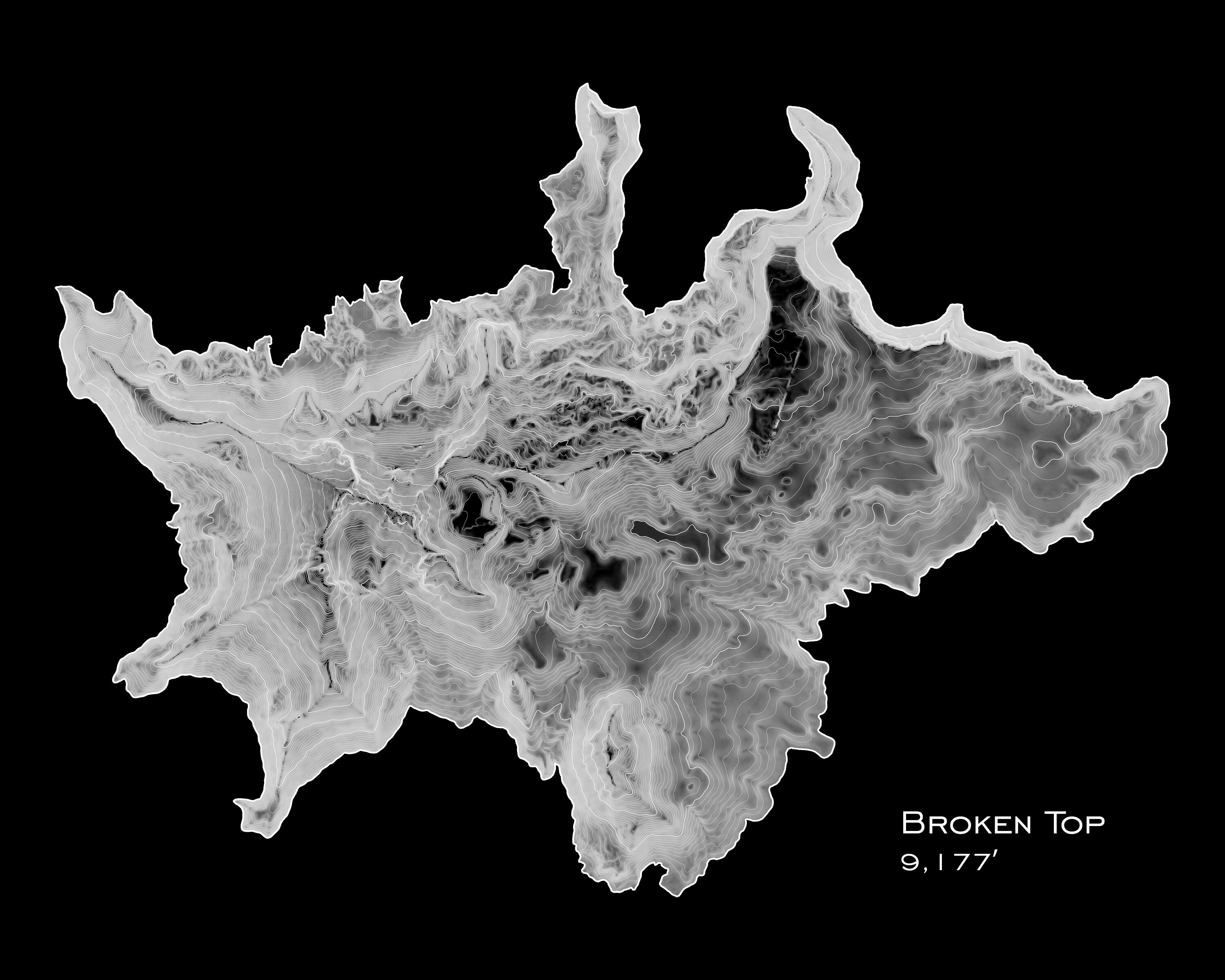 Broken Top Topographic Map Art Print Oregon Artwork Framed | Etsy