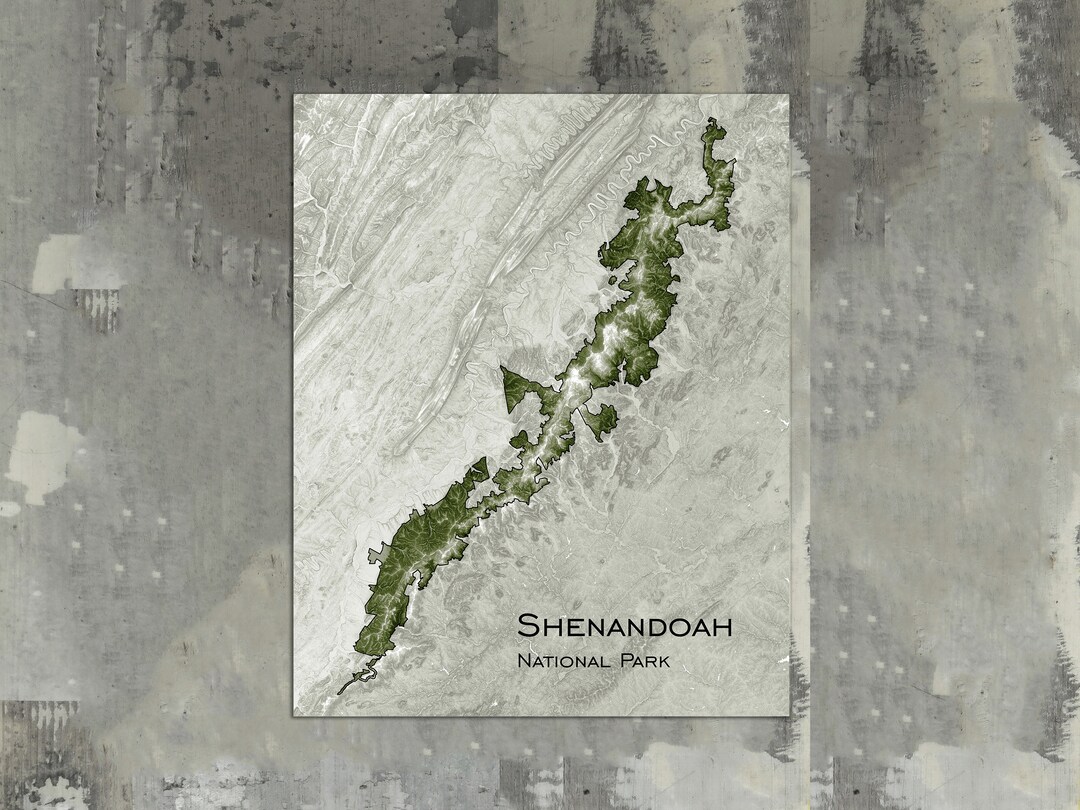 Shenandoah National Park Map Wall Art Shenandoah Valley Topographic ...