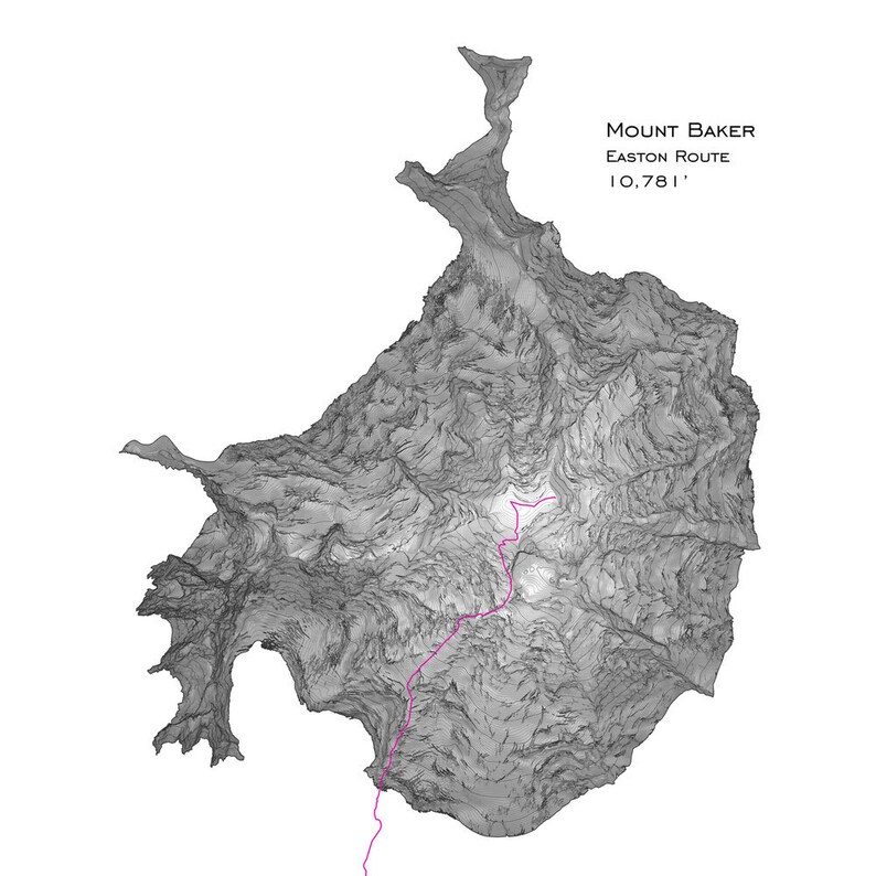 Mt Baker Topo Map Wall Art Mount Baker Map Print Washington - Etsy