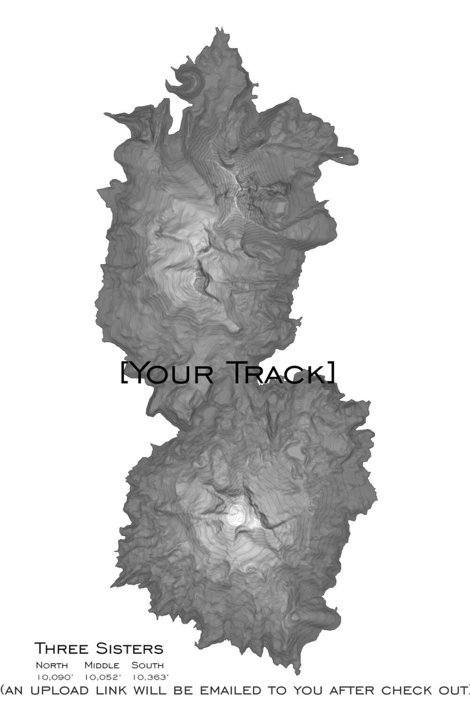 Three Sisters Topographic Map Art Oregon Wilderness Map | Etsy