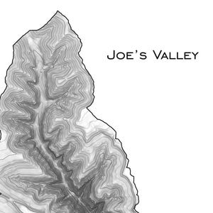 Joe's Valley Map Art Print | Climber Gifts, Utah State Topographic Map ...