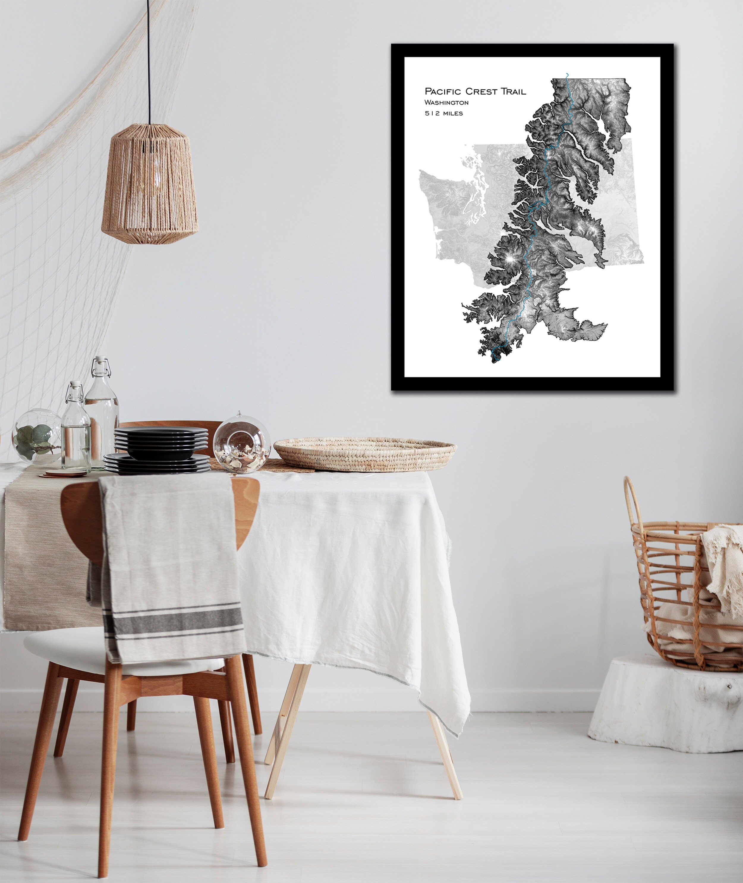 Washington PCT Topographic Map Art Gift Wachington Pacific - Etsy