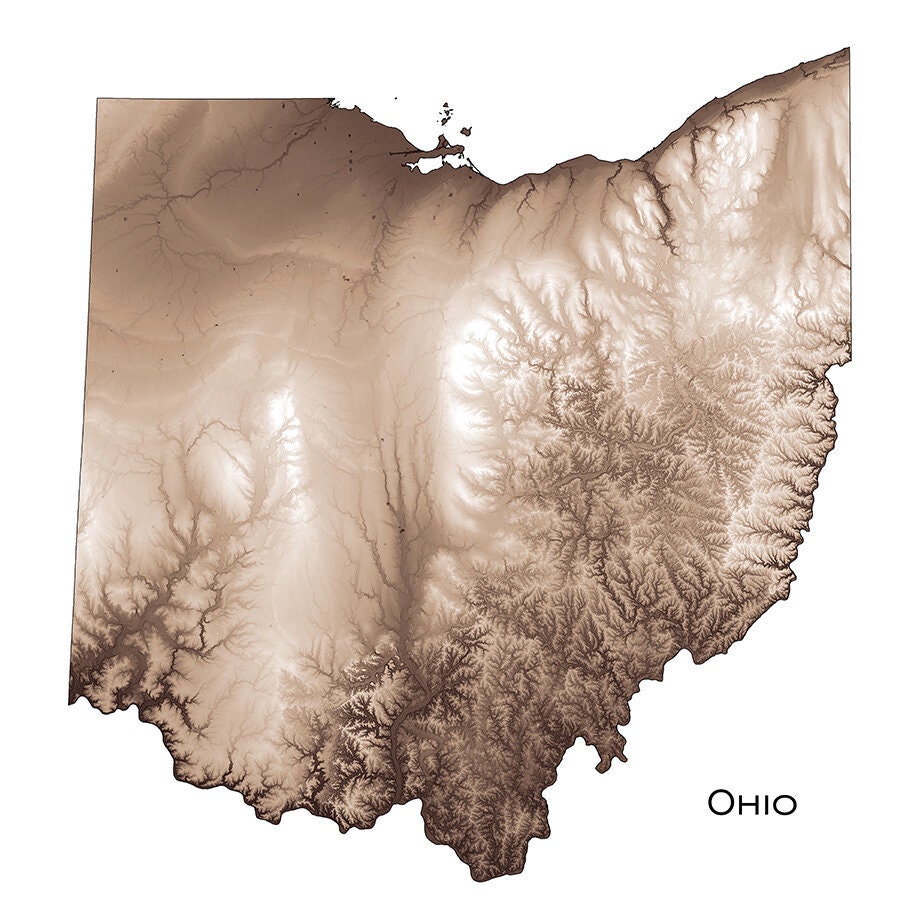 Ohio Map Art Print US State Topographic Map | Etsy