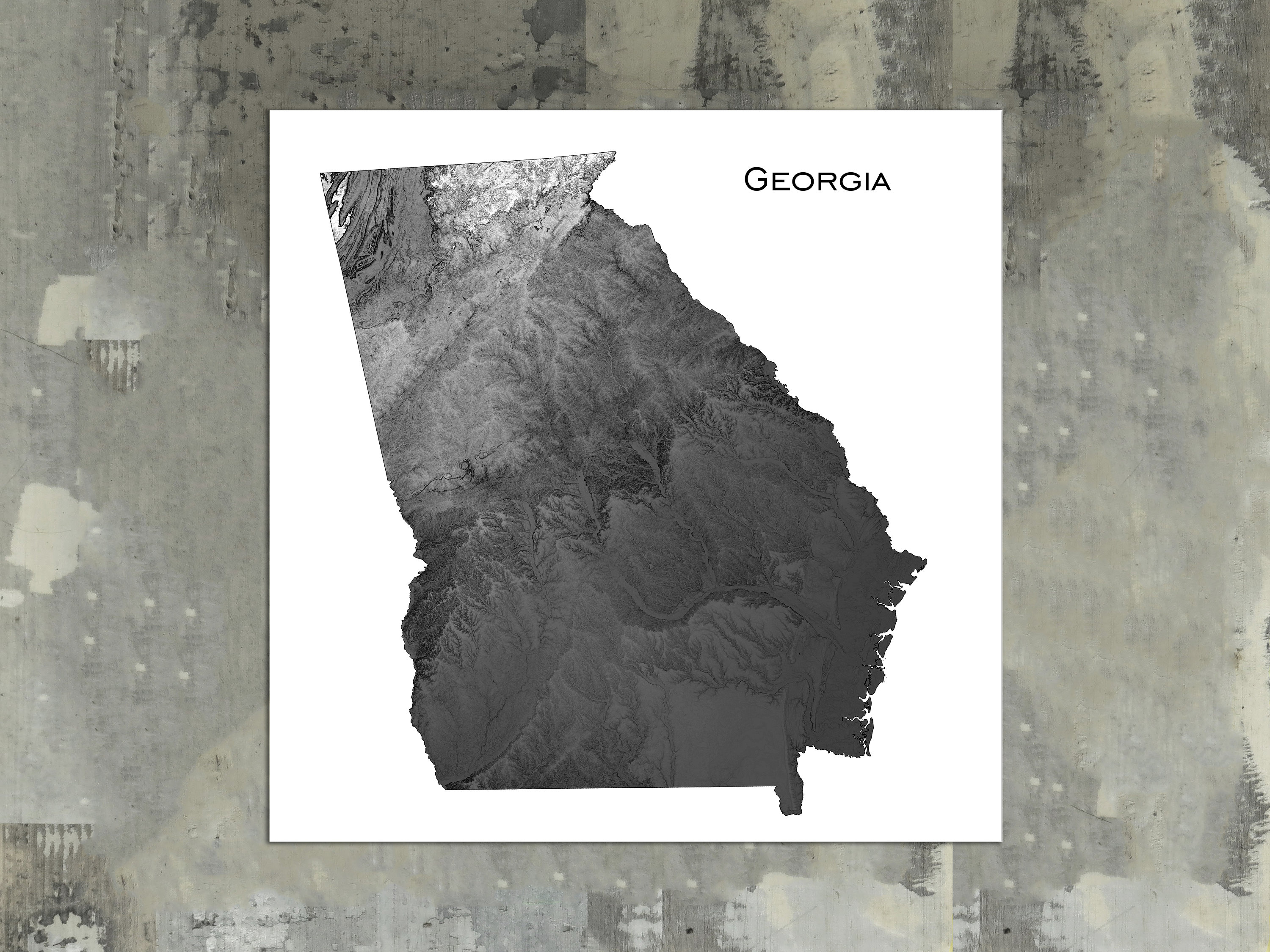 Georgia Map Art Print US State Topographic Map | Etsy