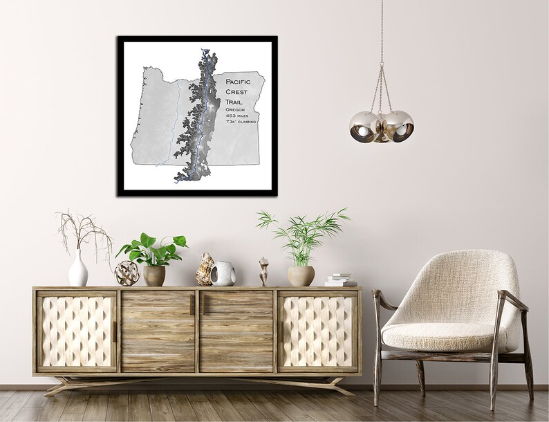 Oregon PCT Topographic Map Art Gift Oregon Pacific Crest - Etsy