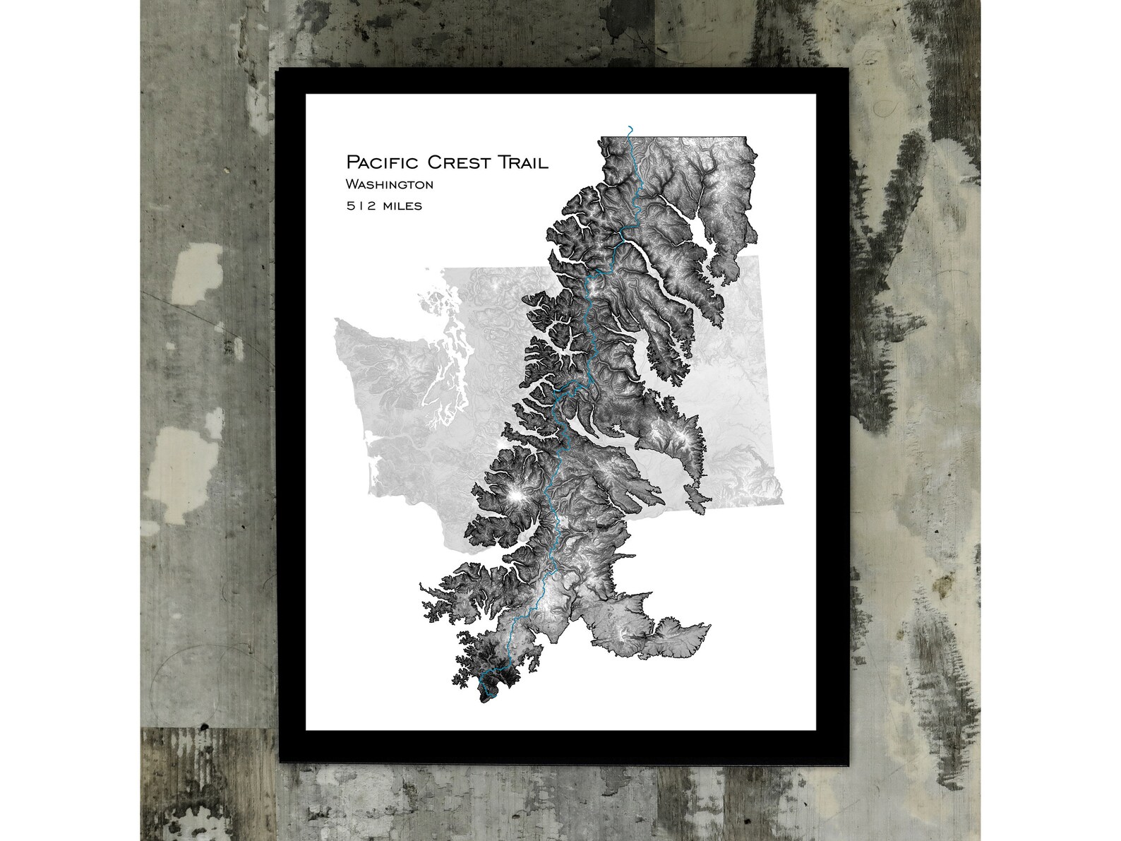 Washington PCT Topographic Map Art Gift Wachington Pacific - Etsy