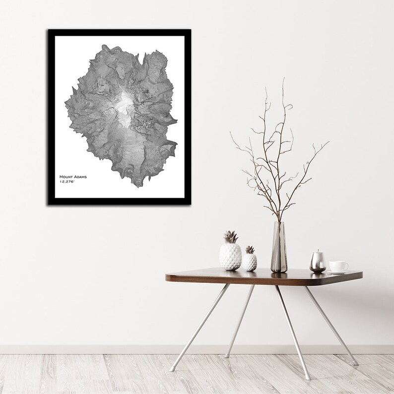 Mt Adams Topographic Map Artwork Mount Adams Art Print | Etsy