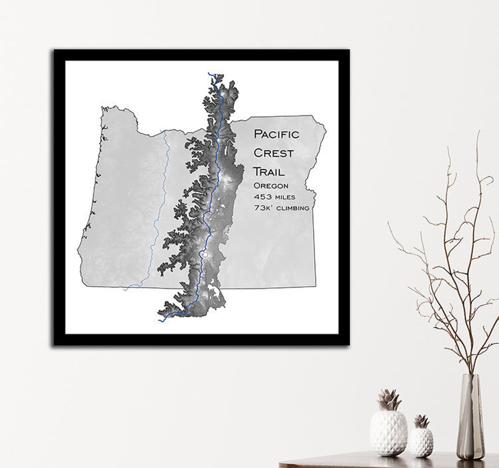 Oregon PCT Topographic Map Art Gift Oregon Pacific Crest | Etsy