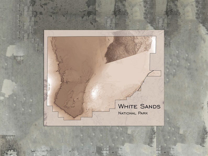 White Sands National Park Map Art Print White Sands New - Etsy