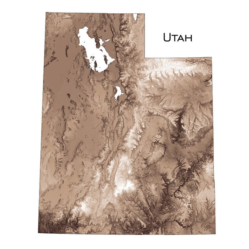 Utah Map Art Print US State Topographic Map - Etsy